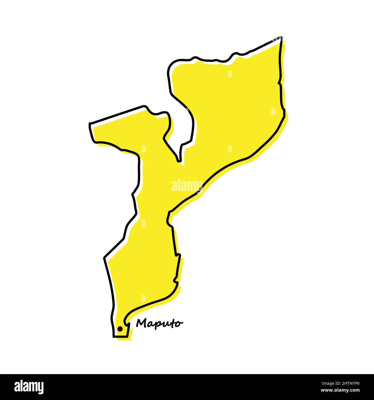 Simple outline map of Mozambique with capital location. Stylized ...