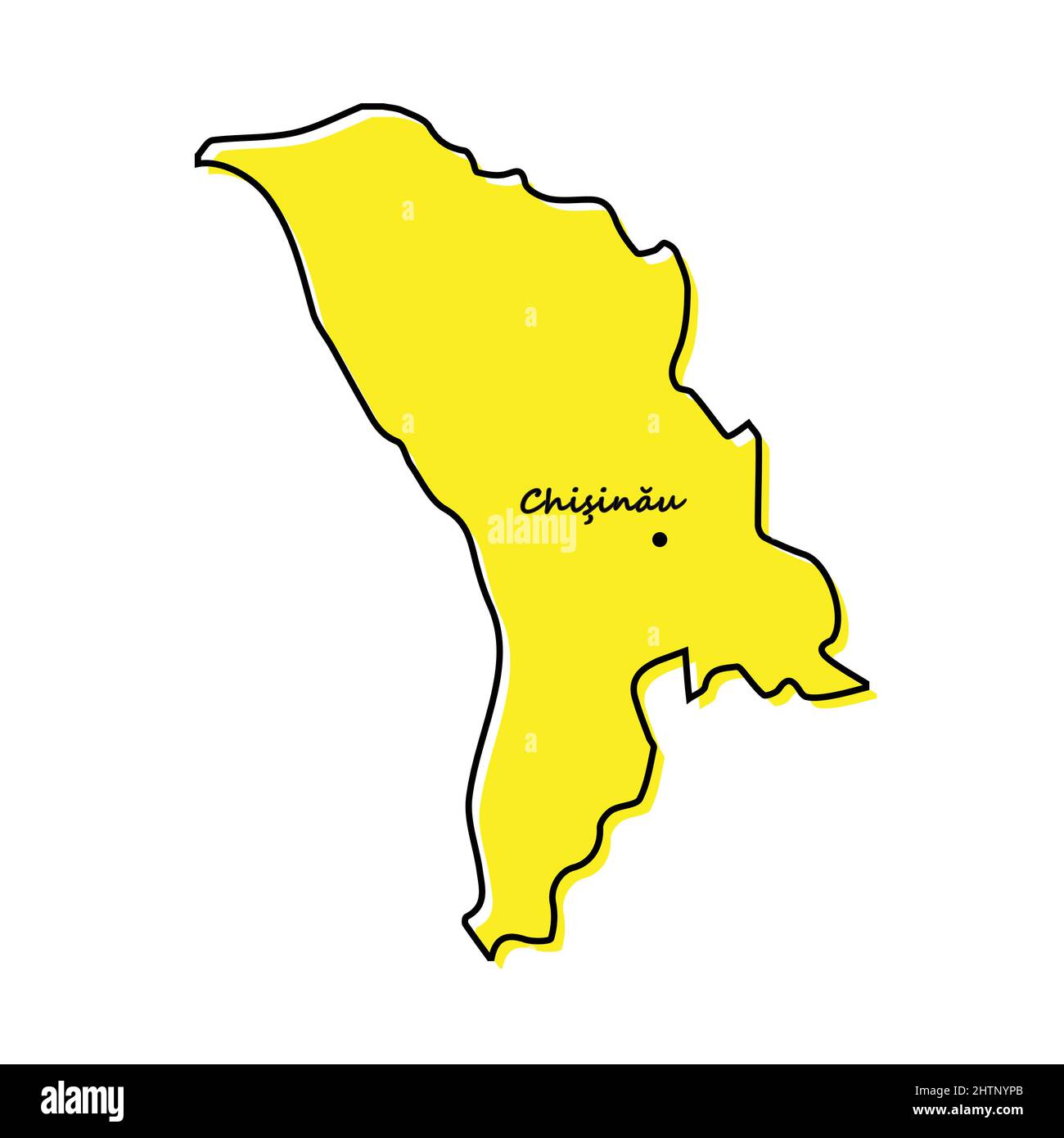 Simple outline map of Moldova with capital location. Stylized minimal ...