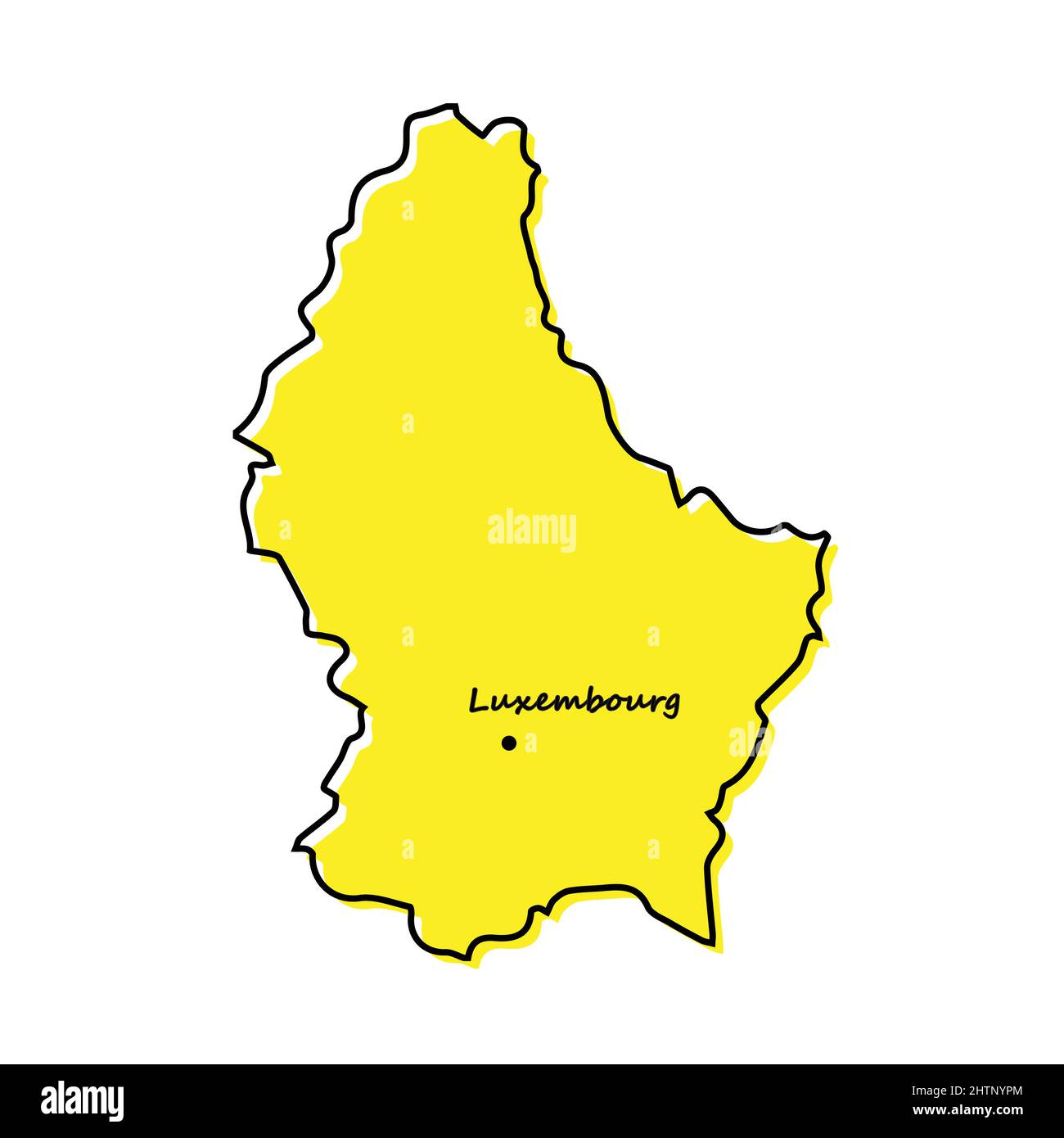 Simple outline map of Luxembourg with capital location. Stylized ...