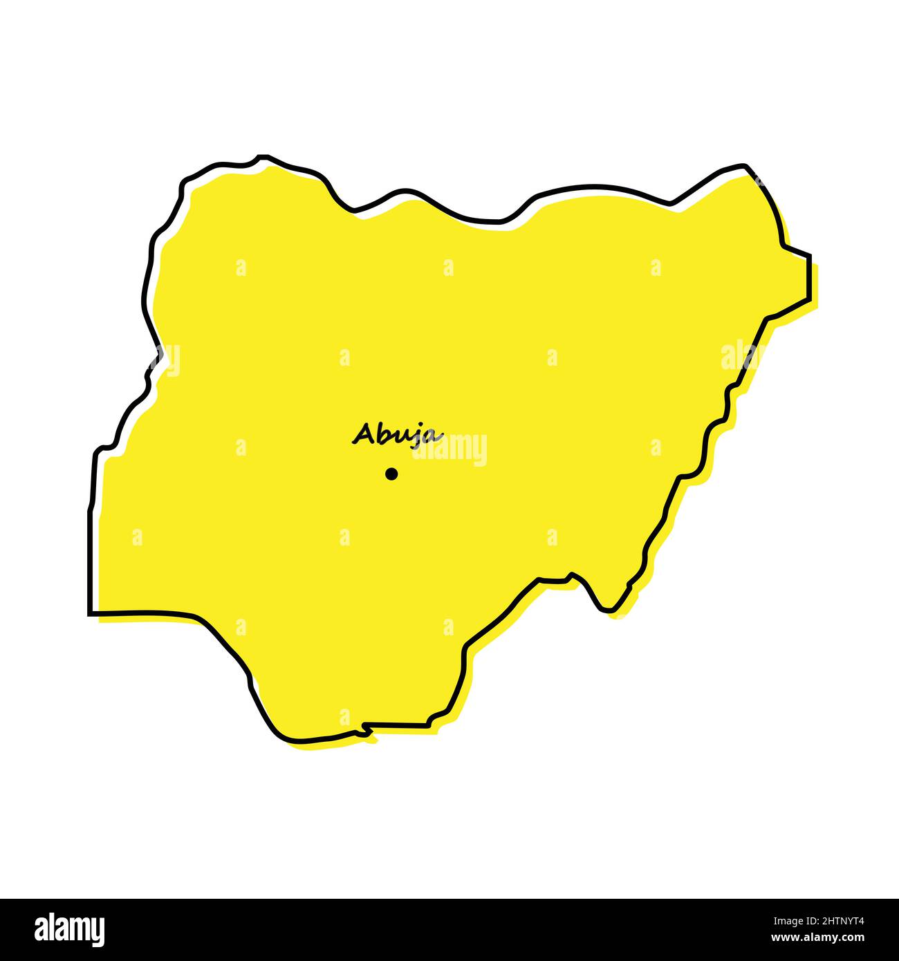 Simple outline map of Nigeria with capital location. Stylized minimal line design Stock Vector ...