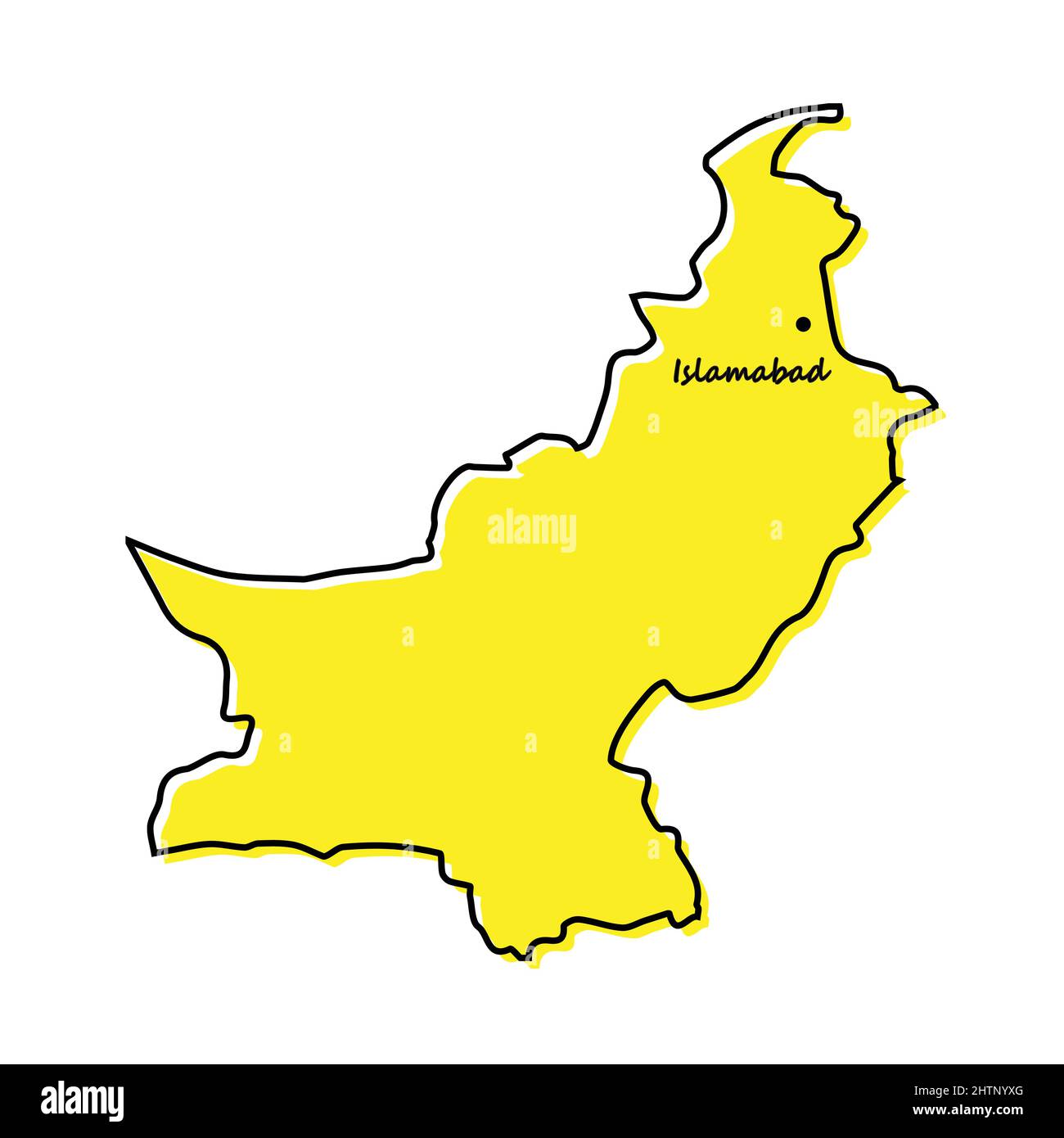 Simple outline map of Pakistan with capital location. Stylized minimal line design Stock Vector ...