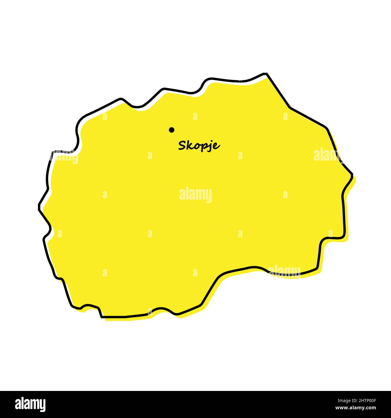 Simple outline map of North Macedonia with capital location. Stylized minimal line design Stock ...