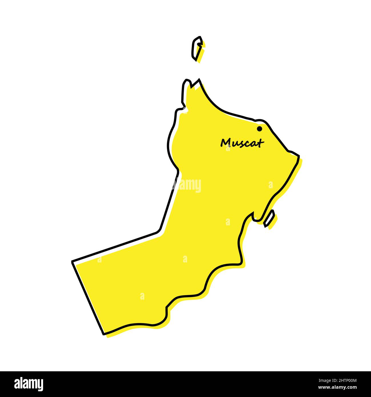 Simple outline map of Oman with capital location. Stylized minimal line design Stock Vector ...