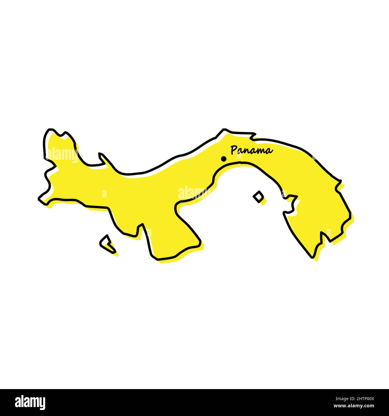 Simple outline map of Panama with capital location. Stylized minimal line design Stock Vector ...