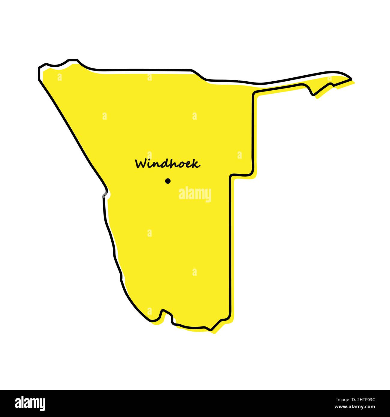 Simple outline map of Namibia with capital location. Stylized minimal ...