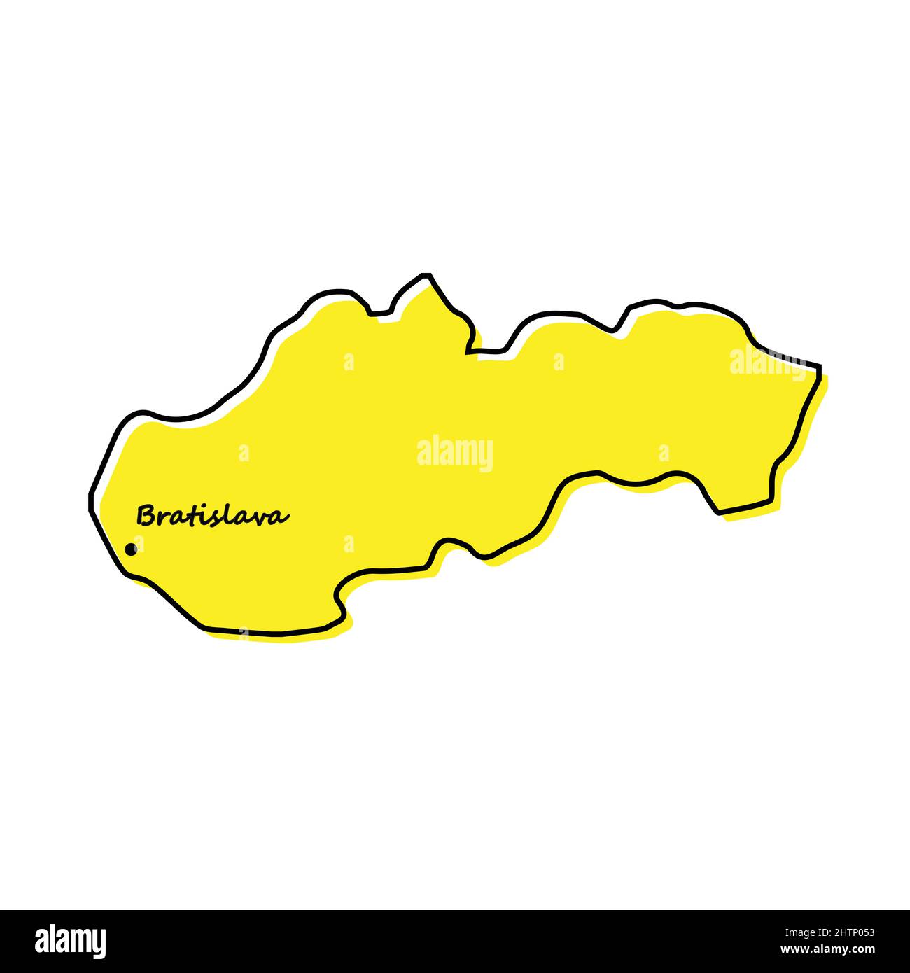 Simple outline map of Slovakia with capital location. Stylized minimal line design Stock Vector ...
