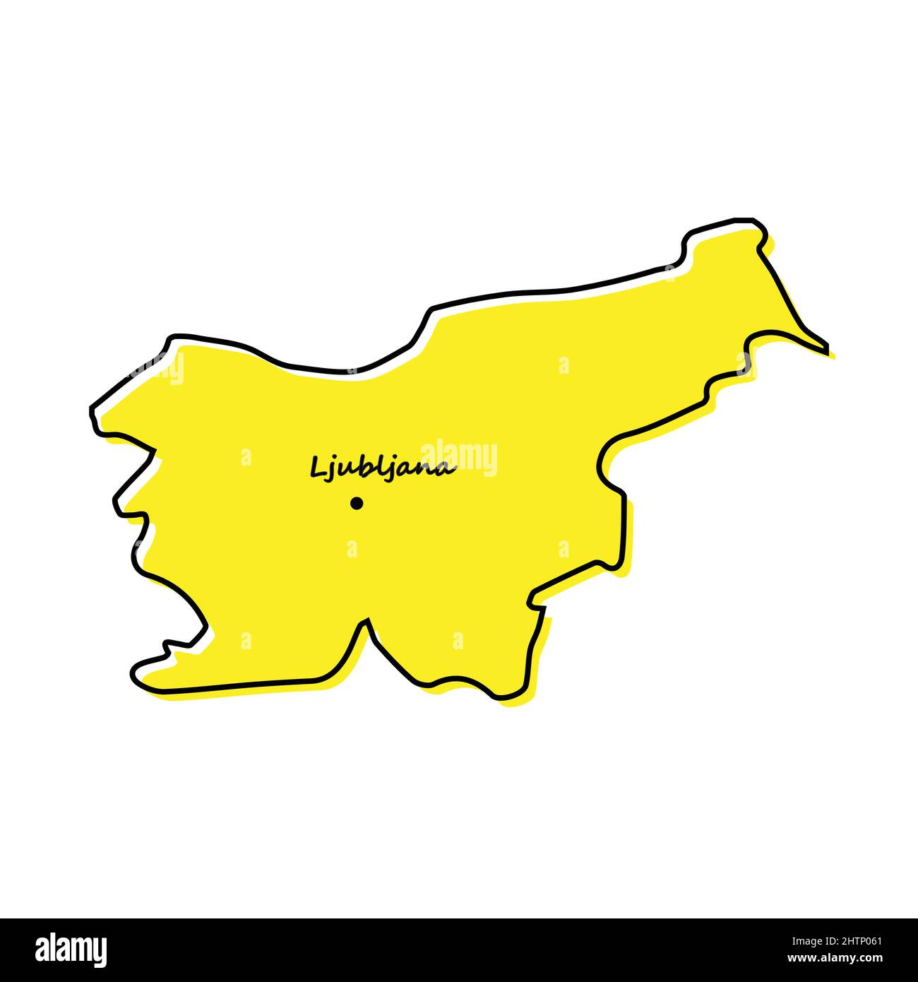 Simple outline map of Slovenia with capital location. Stylized minimal line design Stock Vector ...