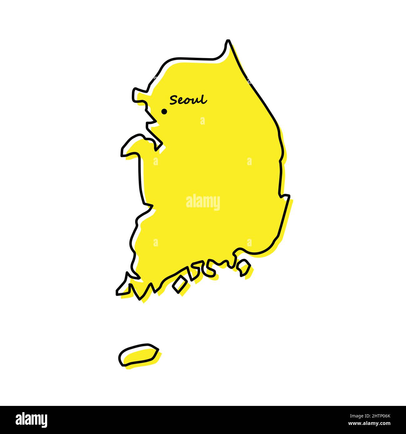 Simple outline map of South Korea with capital location. Stylized ...