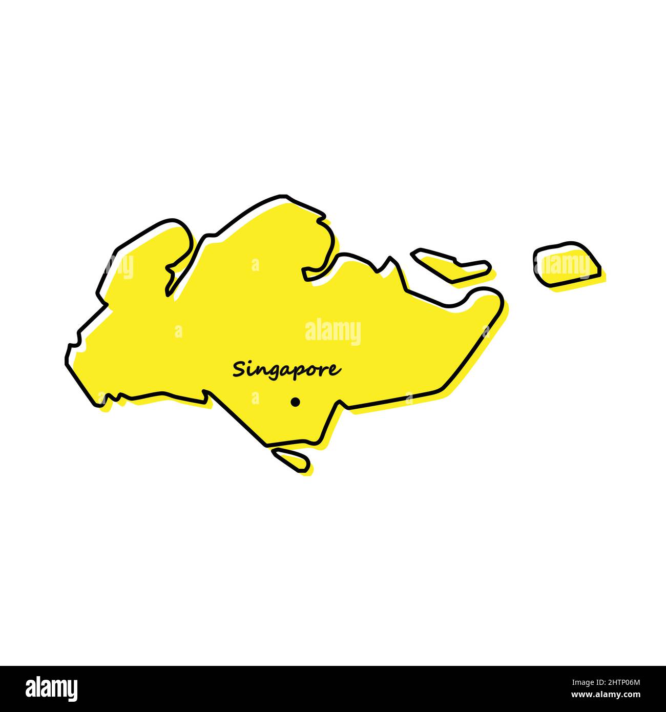 Simple outline map of Singapore with capital location. Stylized minimal line design Stock Vector ...