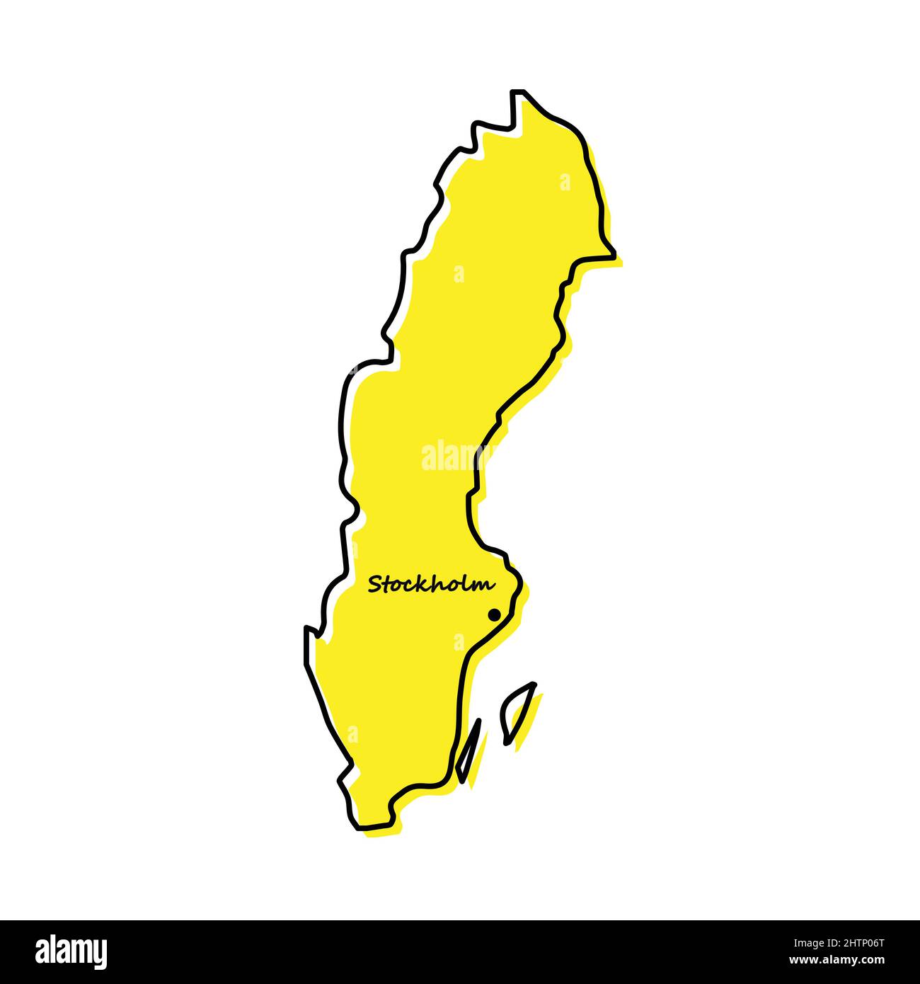 Simple outline map of Sweden with capital location. Stylized minimal ...