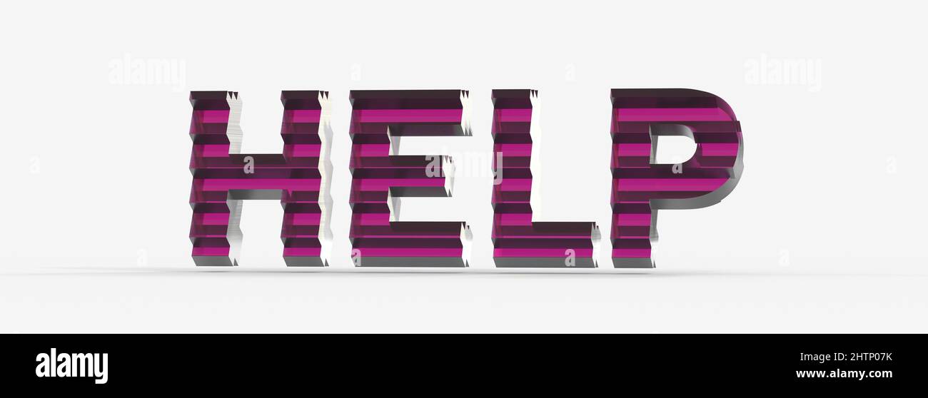 3D rendering of purple help text isolated on a white background Stock ...