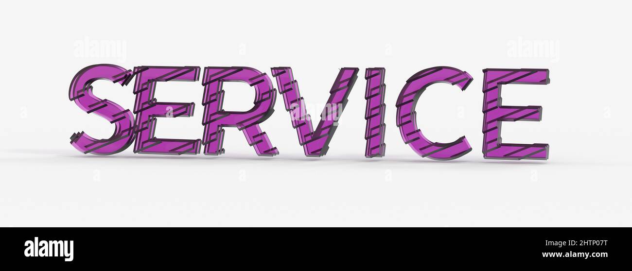 3D rendering of purple service text isolated on a white background ...