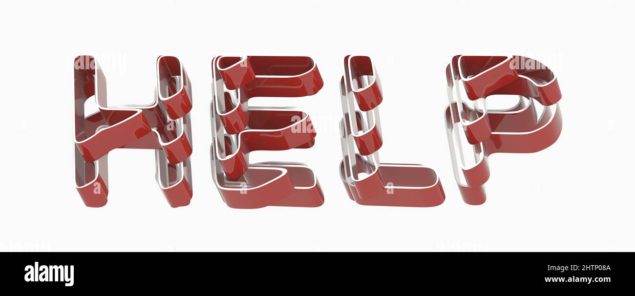 3D rendering of red help text isolated on a white background Stock ...