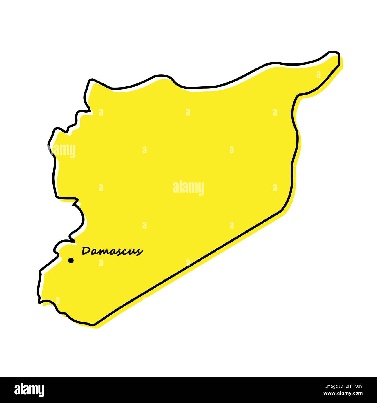 Simple outline map of Syria with capital location. Stylized minimal line design Stock Vector ...