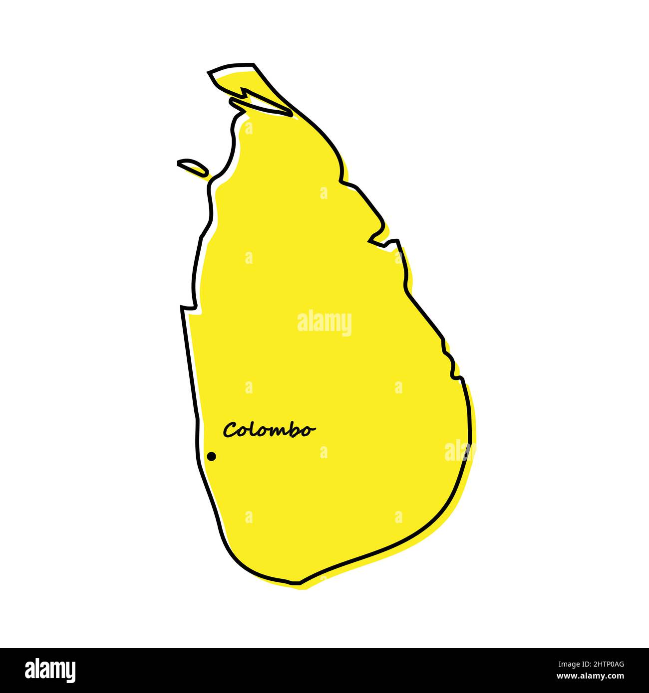 Simple outline map of Sri Lanka with capital location. Stylized minimal line design Stock Vector ...