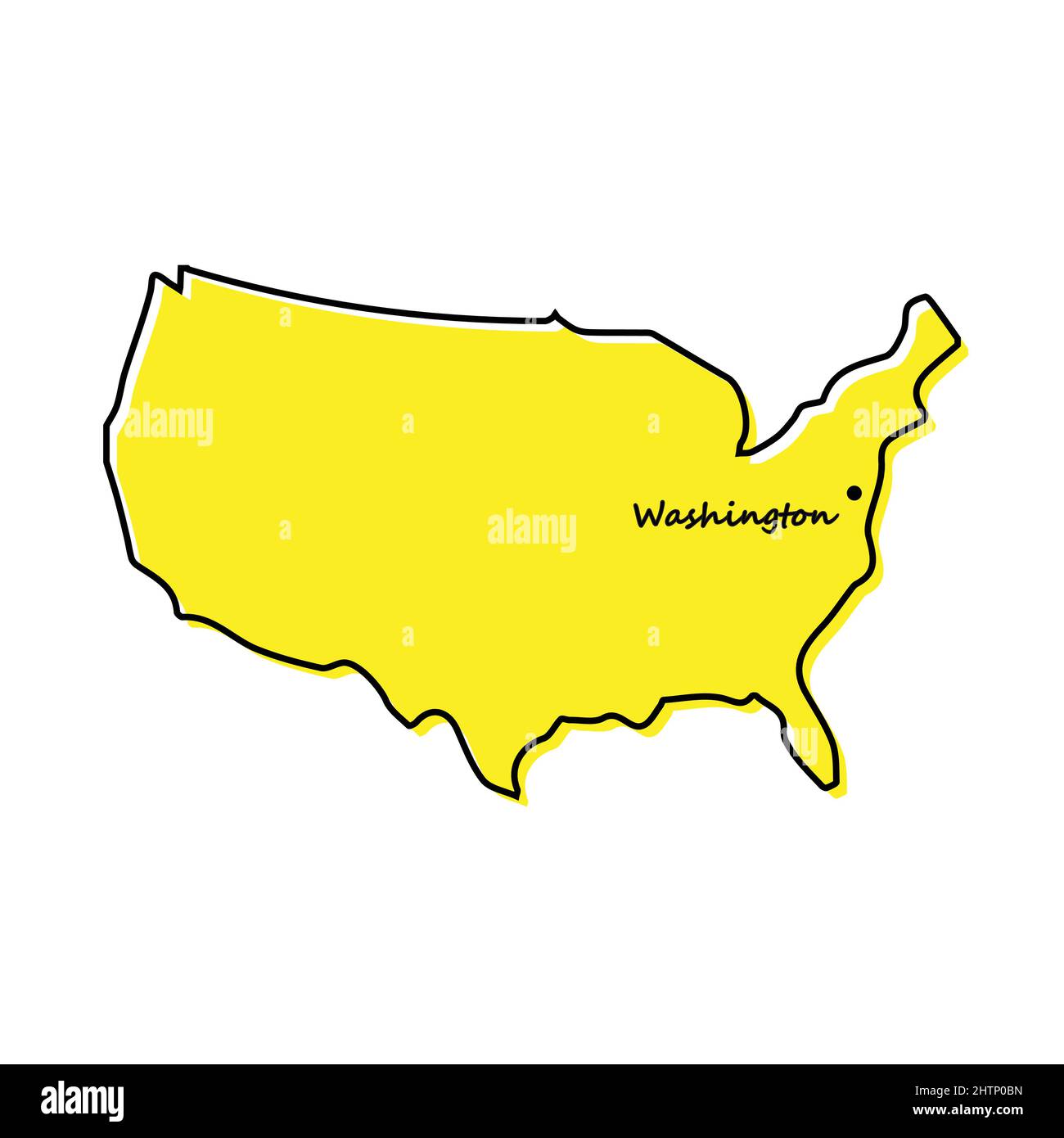 Simple outline map of United States with capital location. Stylized ...