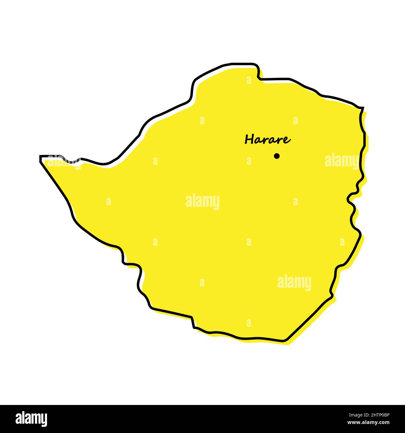 Simple outline map of Zimbabwe with capital location. Stylized minimal ...