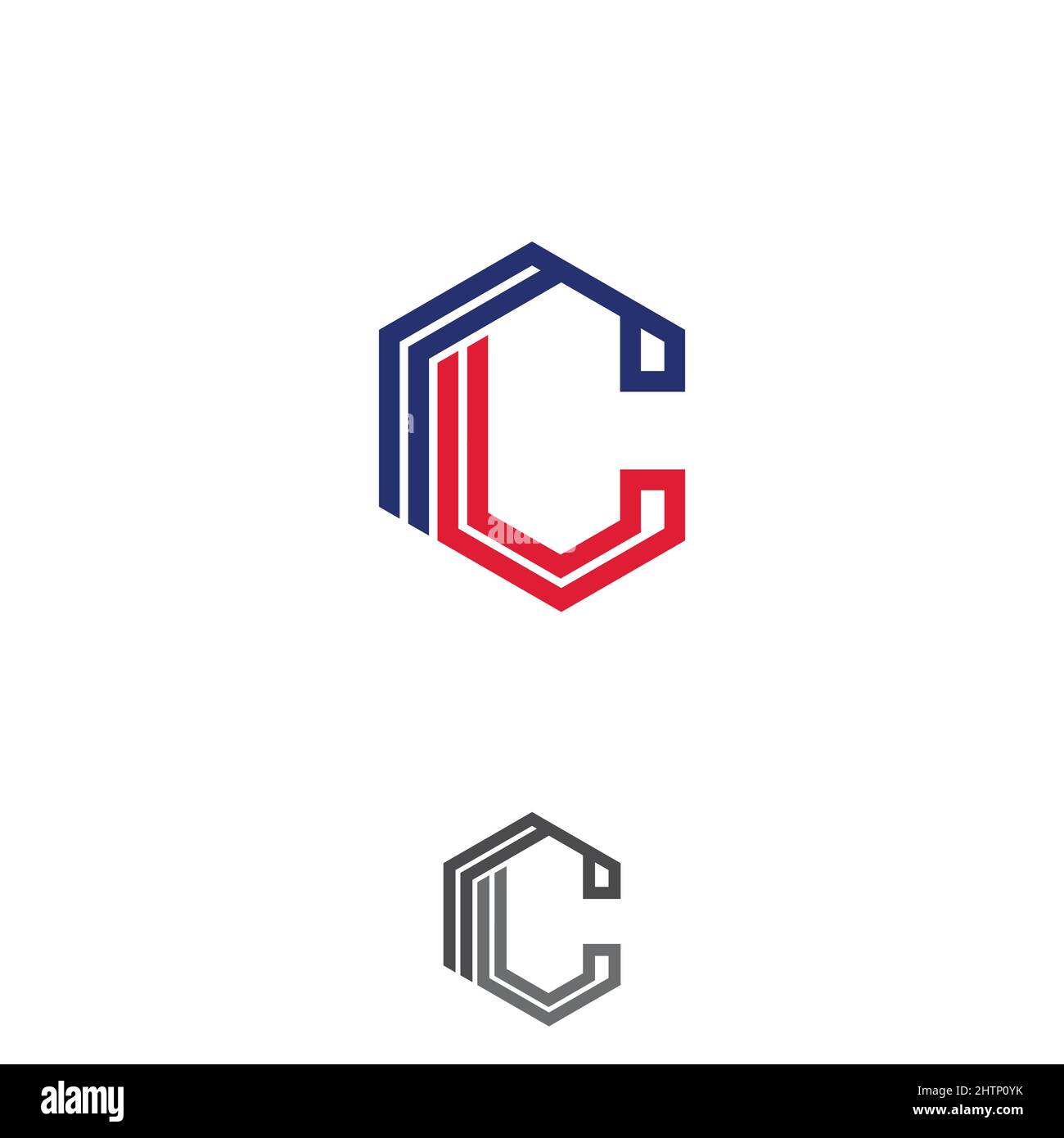 Hexagon C letter vector line logo design. Creative minimalism logotype ...
