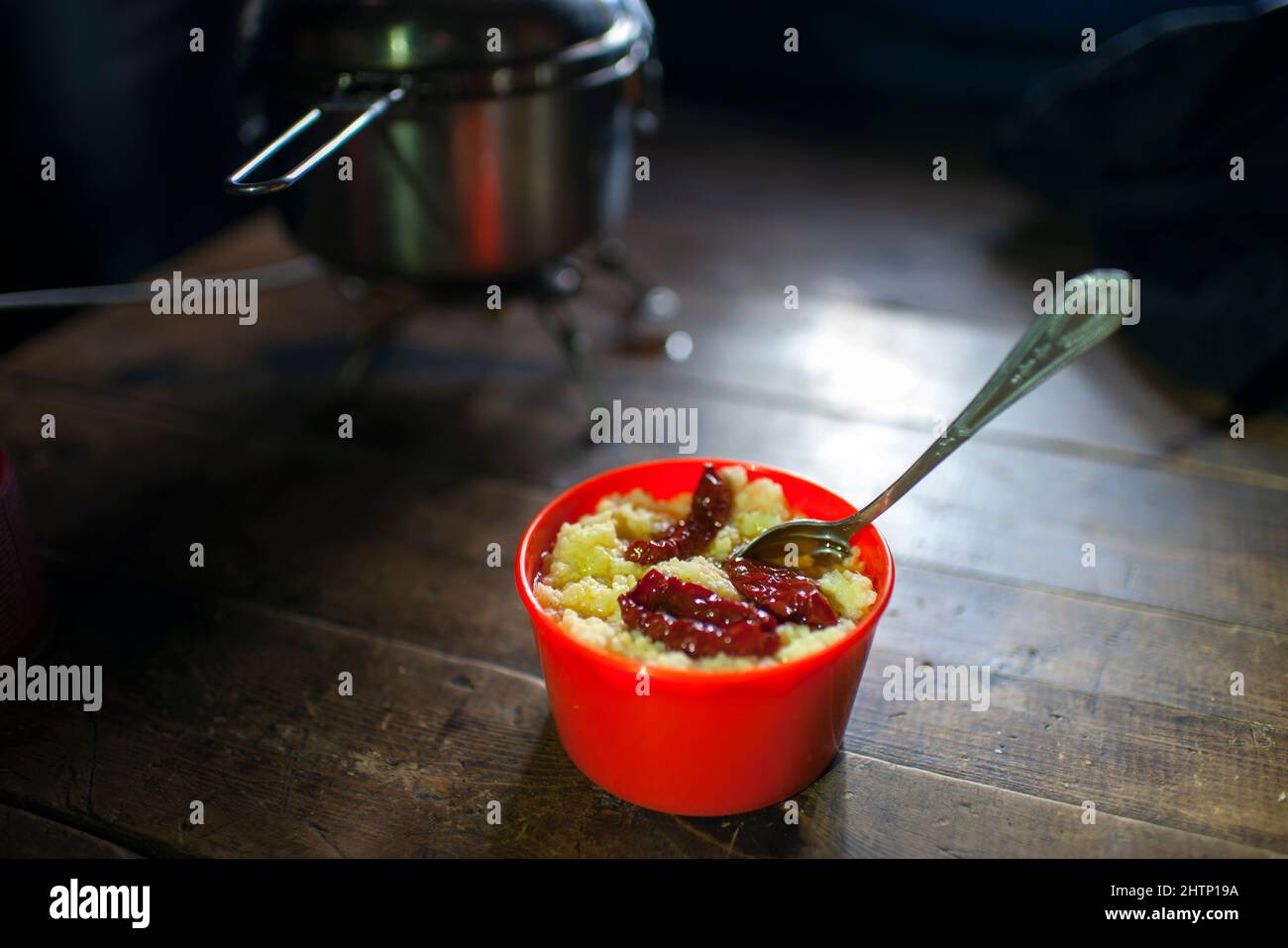 freshly cooked rice with stewed tomatoes outdoors Stock Photo - Alamy