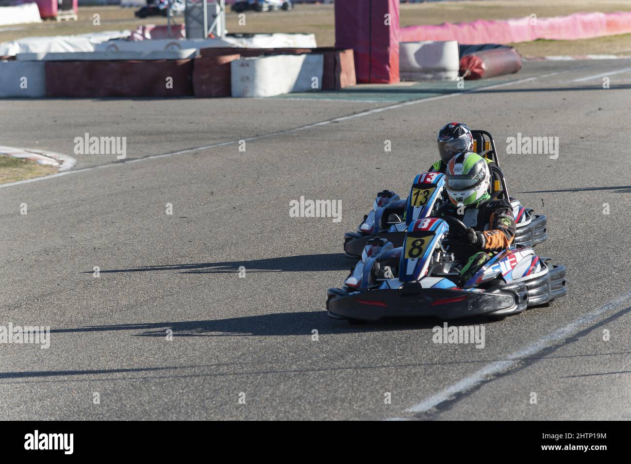 Closeup of a Man racing Go-cart on karting circuit Stock Photo - Alamy