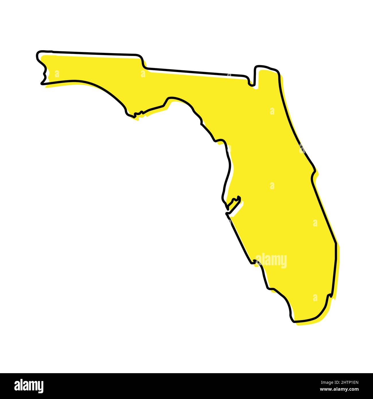 Simple outline map of Florida is a state of United States. Stylized ...