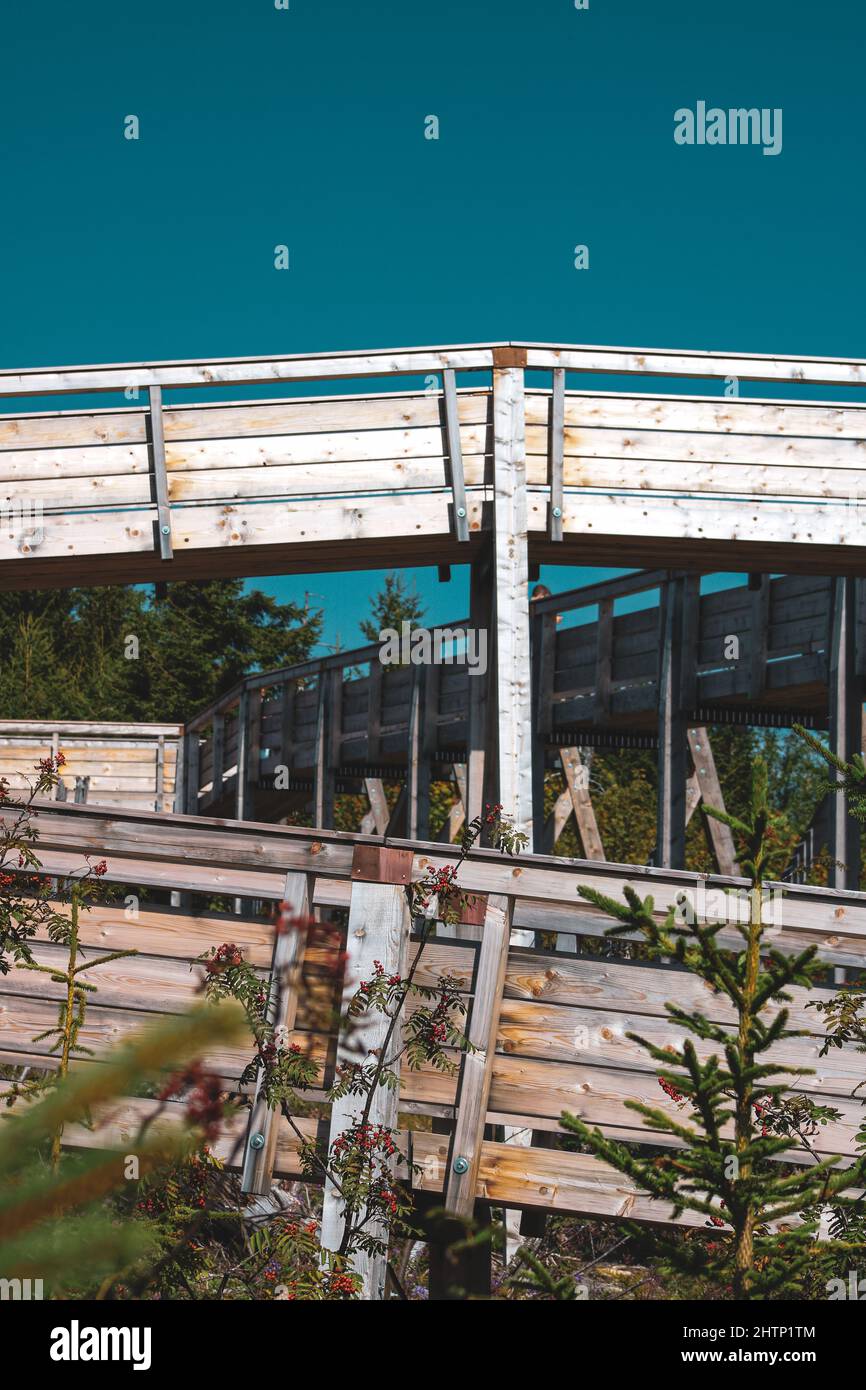 Vertical shot of a wooden structure in the nature Stock Photo - Alamy