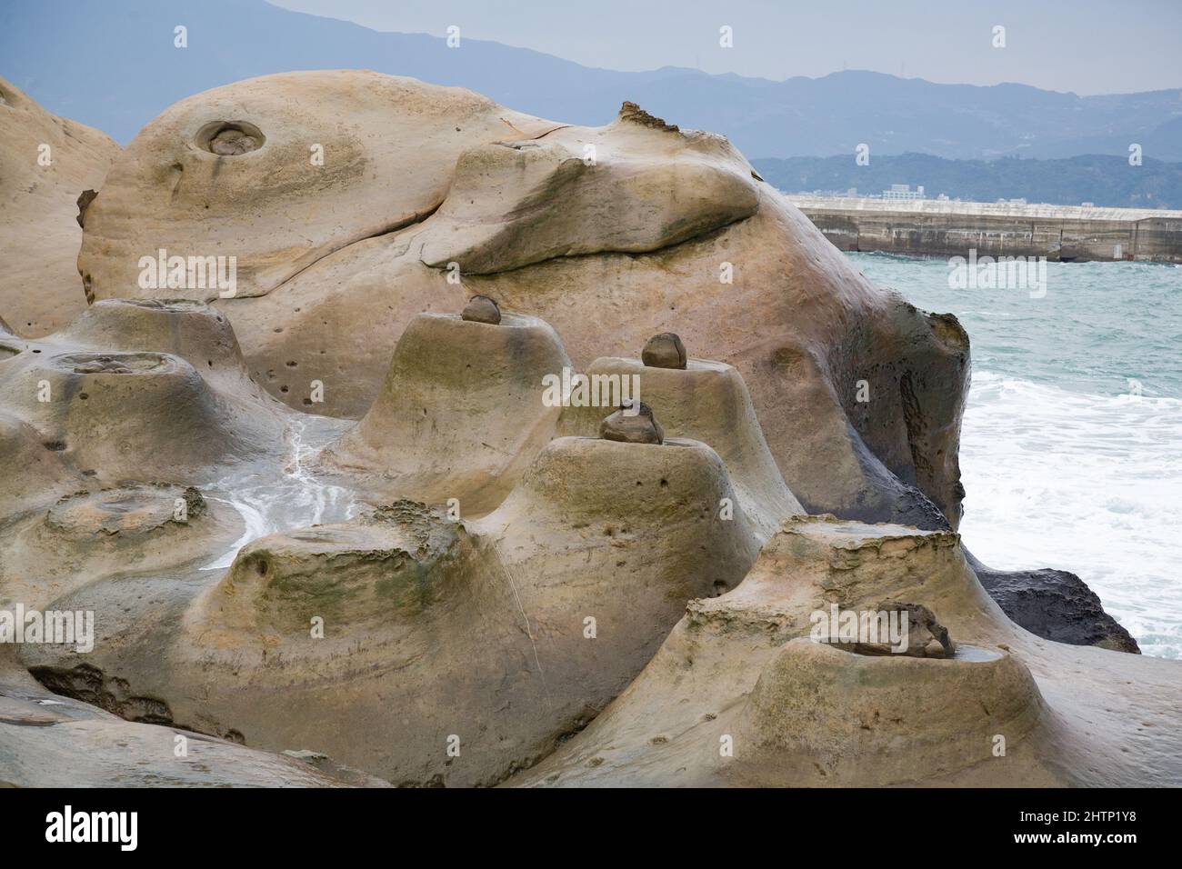 Candle Rocks at Yehliu Geopark, New Taipei City, Taiwan, ROC Stock ...