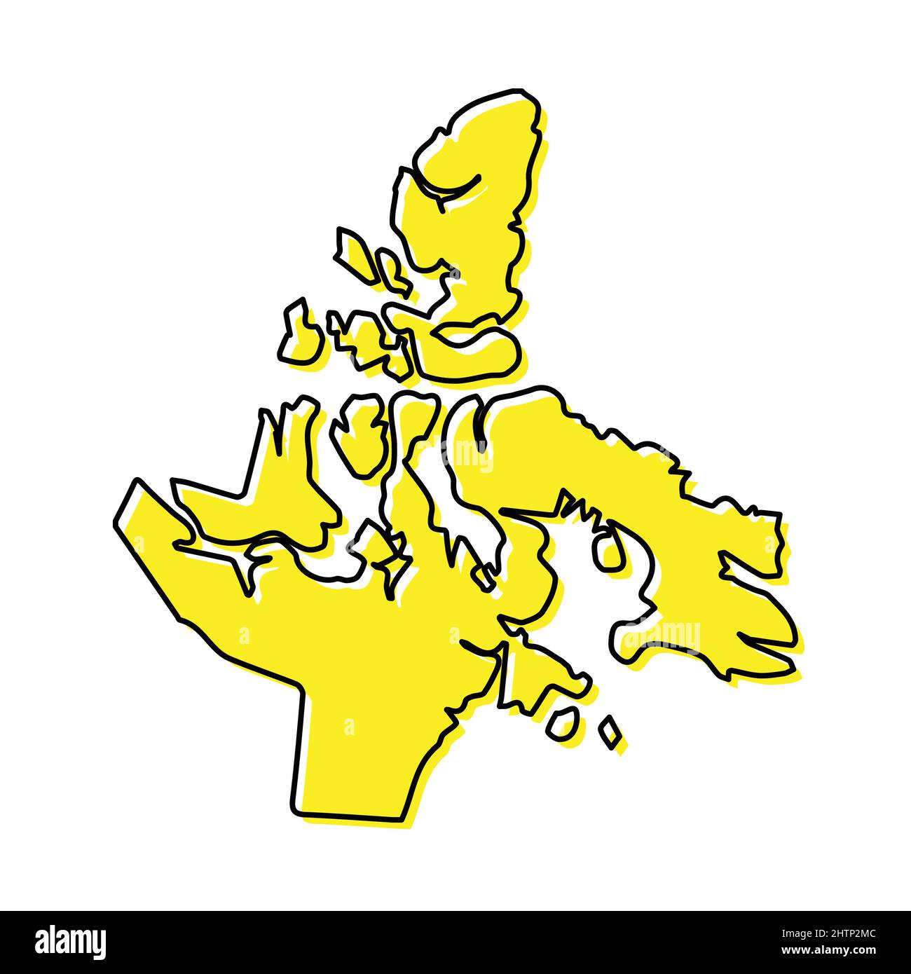 Simple outline map of Nunavut is a province of Canada. Stylized minimal ...