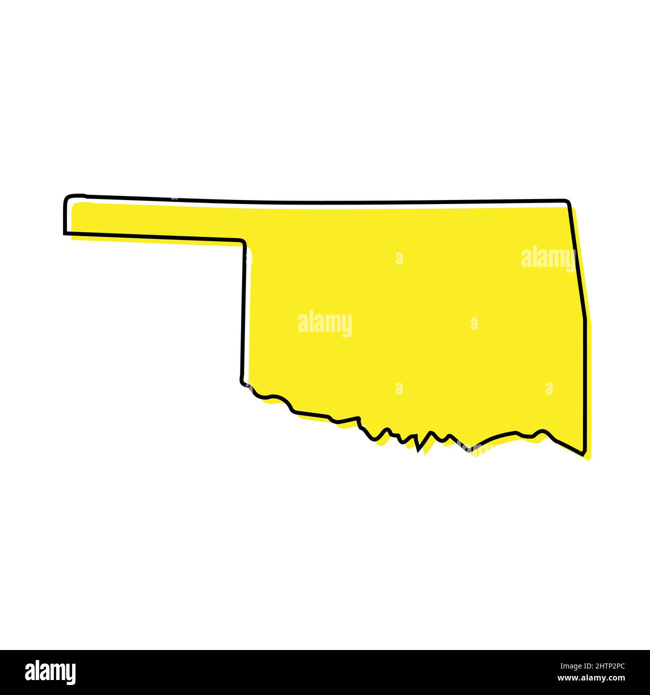 Simple outline map of Oklahoma is a state of United States. Stylized ...