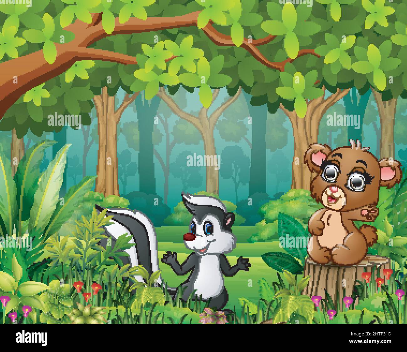 Wildlife view in tropical spring Stock Vector Images - Alamy