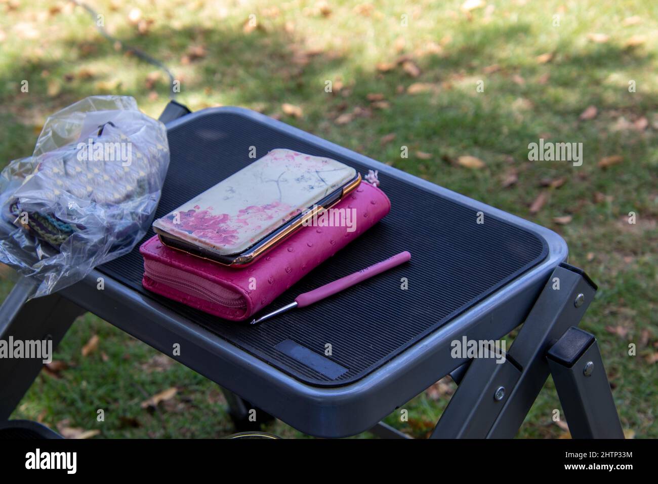 Work from home - concept. Office under a tree Stock Photo - Alamy