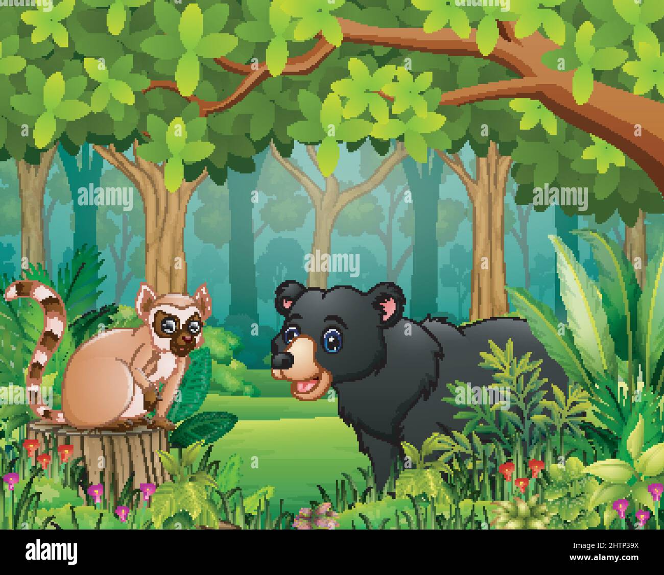 Wildlife view in tropical spring Stock Vector Images - Alamy