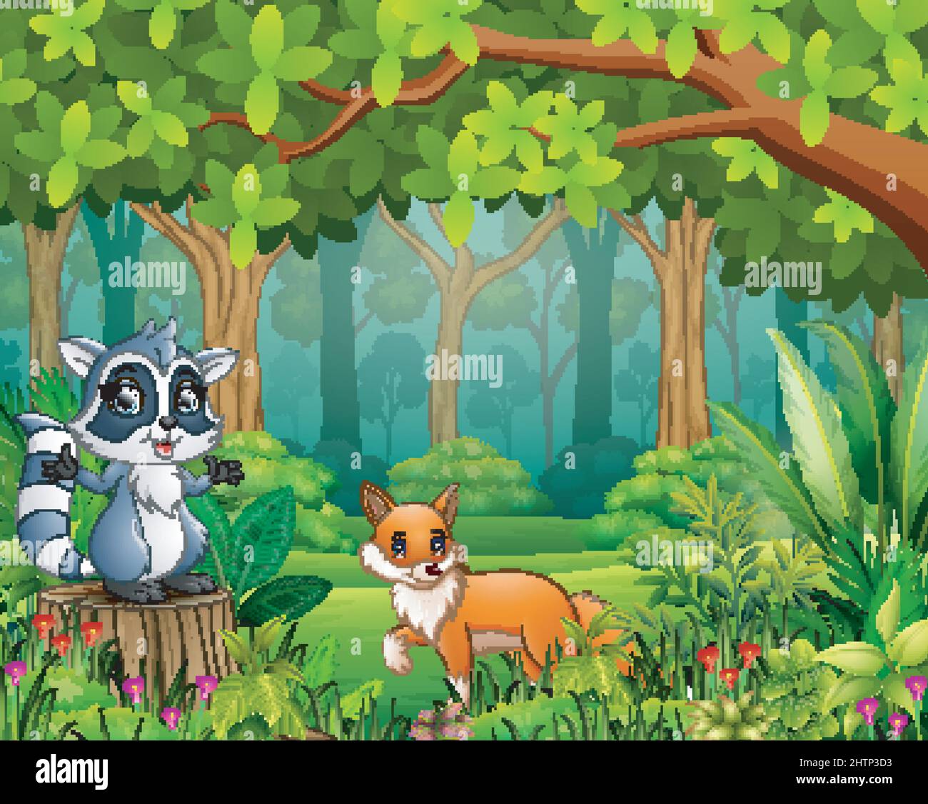 Panorama beautiful green forest Stock Vector Images - Alamy