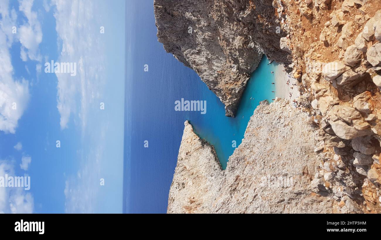 Aerial view of Seitan Limania bay Stock Photo - Alamy