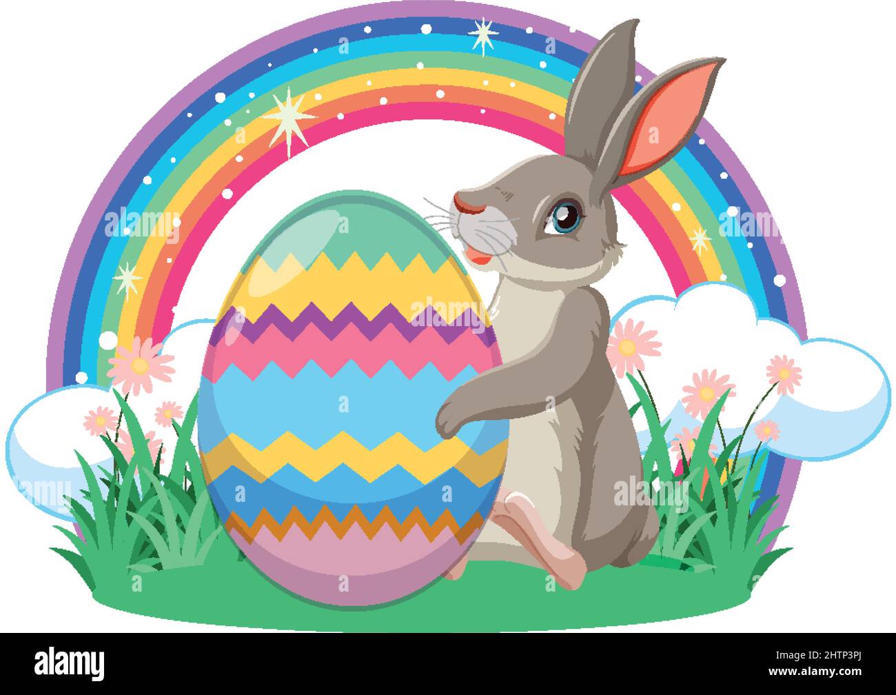 Happy Easter design with bunny and egg illustration Stock Vector Image ...