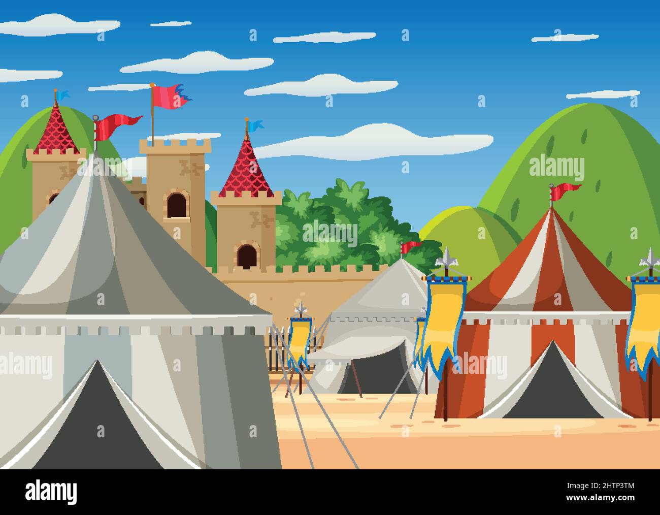 Medieval army camp scene illustration Stock Vector Image & Art - Alamy