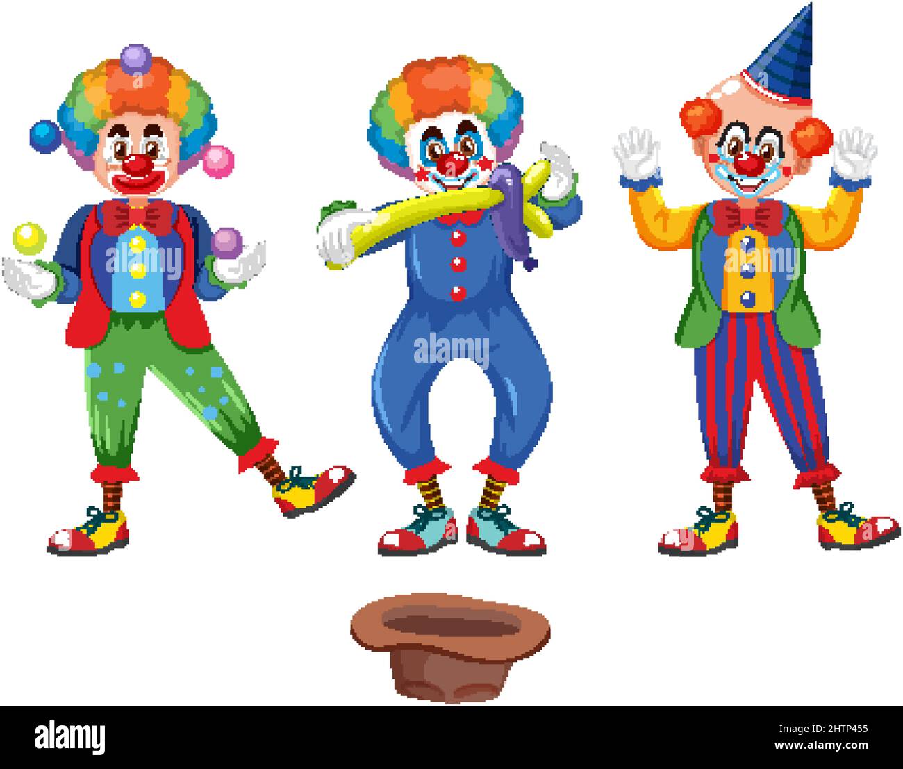 Set of clown performing cartoon character illustration Stock Vector ...
