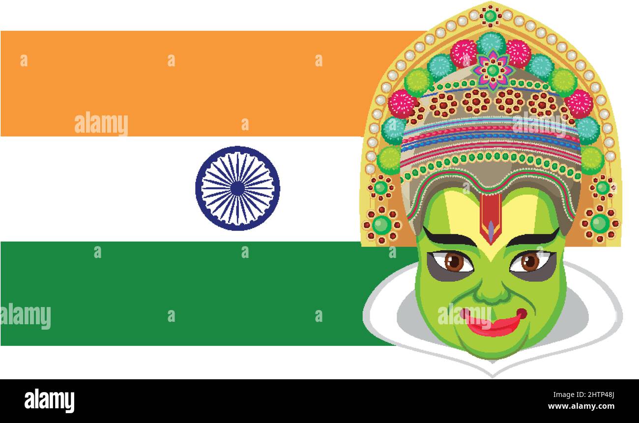 An icon of Indian flag with Hindu element illustration Stock Vector ...