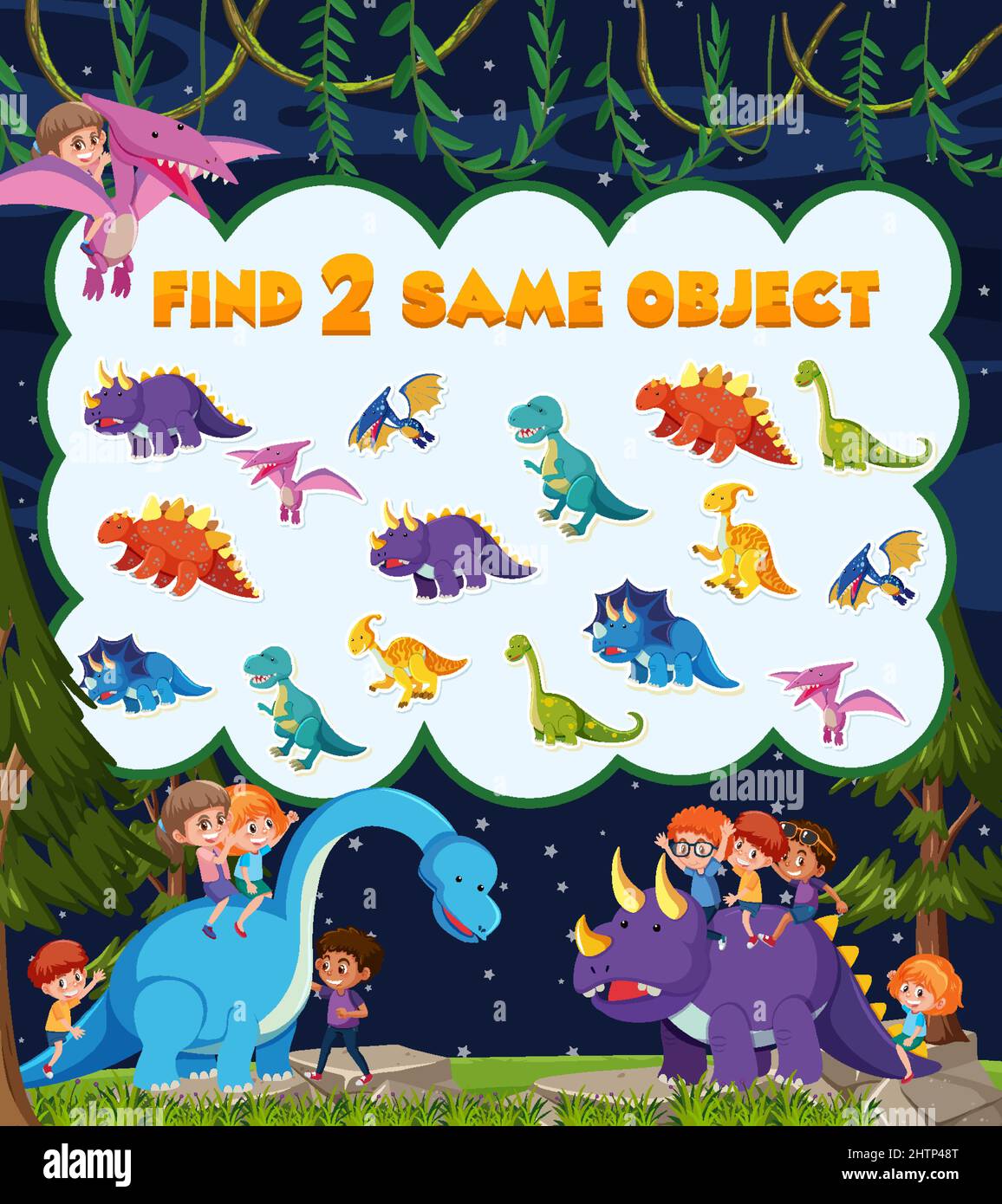Find object game template of dinosaur illustration Stock Vector Image ...