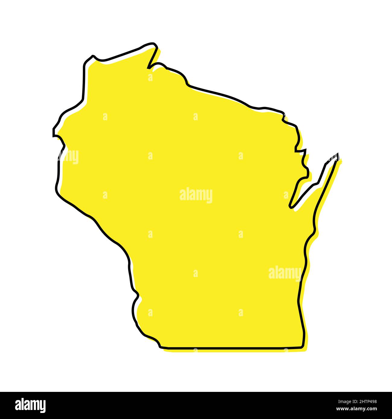 Simple outline map of Wisconsin is a state of United States. Stylized ...