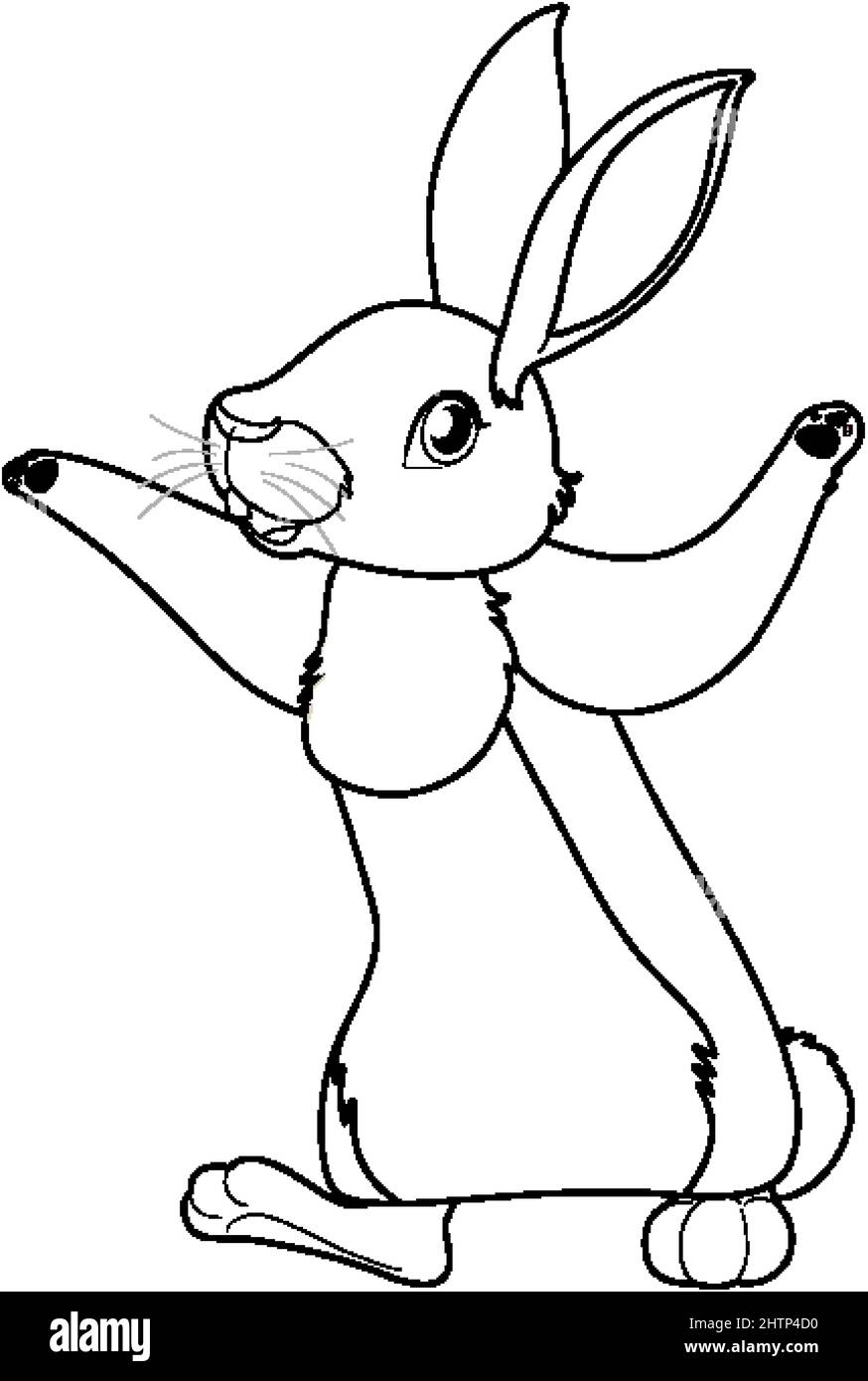 Rabbit doodle outline for colouring illustration Stock Vector Image ...