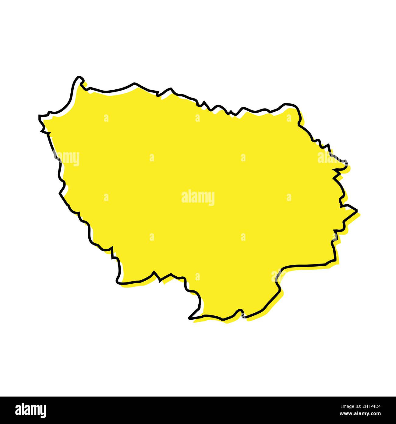 Simple outline map of Ile-de-France is a region of France. Stylized ...