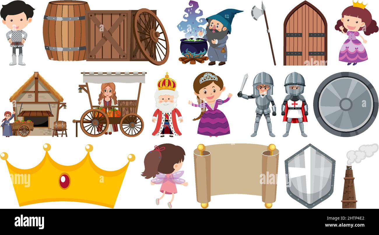 Set of fantasy cartoon characters illustration Stock Vector Image & Art ...