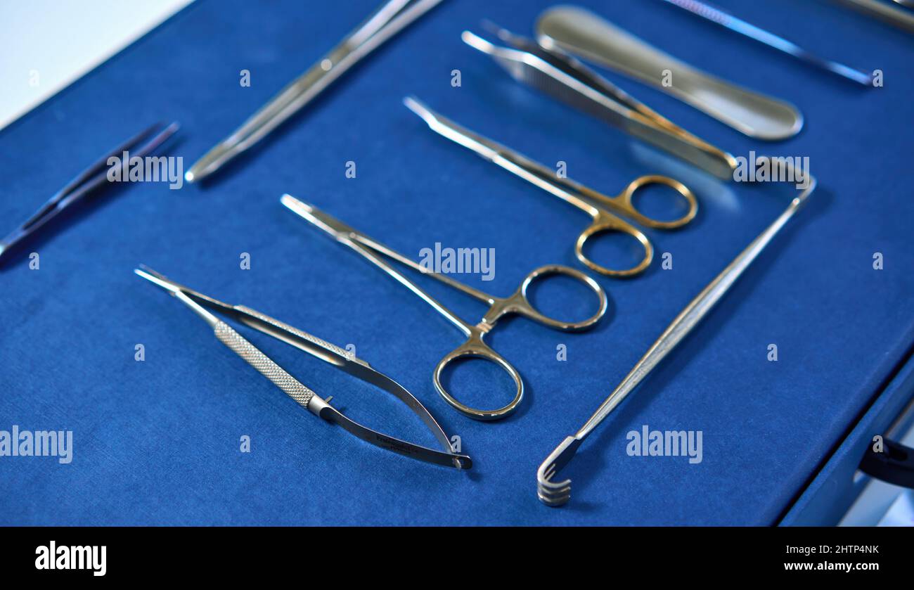 Sterile surgical instruments laid out hi-res stock photography and ...