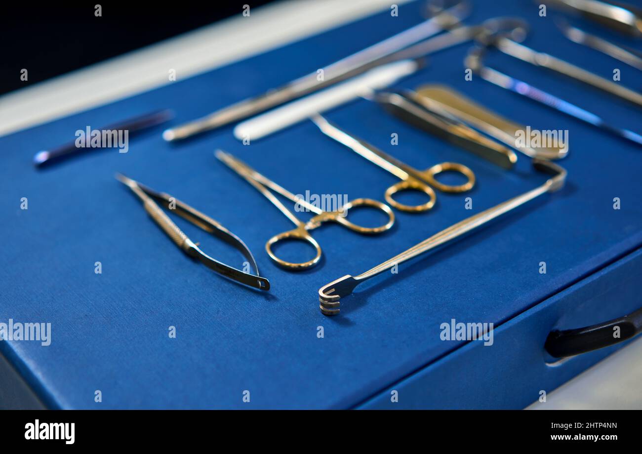 surgical instruments are laid out on the table Stock Photo - Alamy