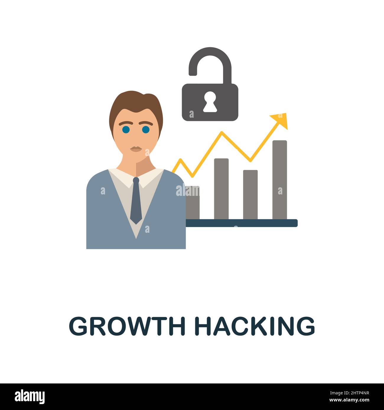 Growth Hacking flat icon. Colored element sign from growth acceleration ...