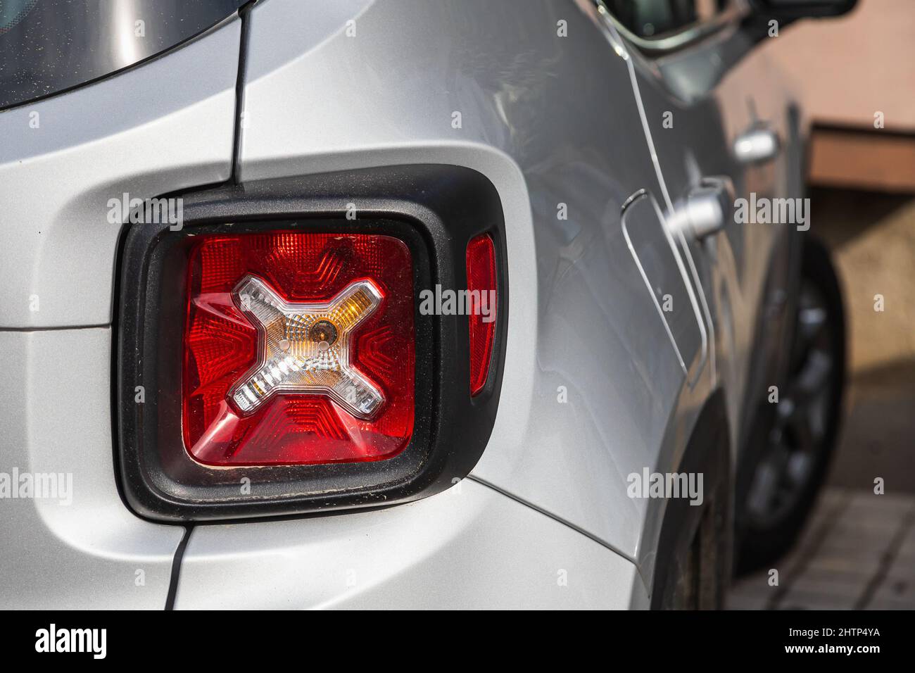 The back of a gray SUV car: bumper, trunk lid, taillight . Mock up for ...