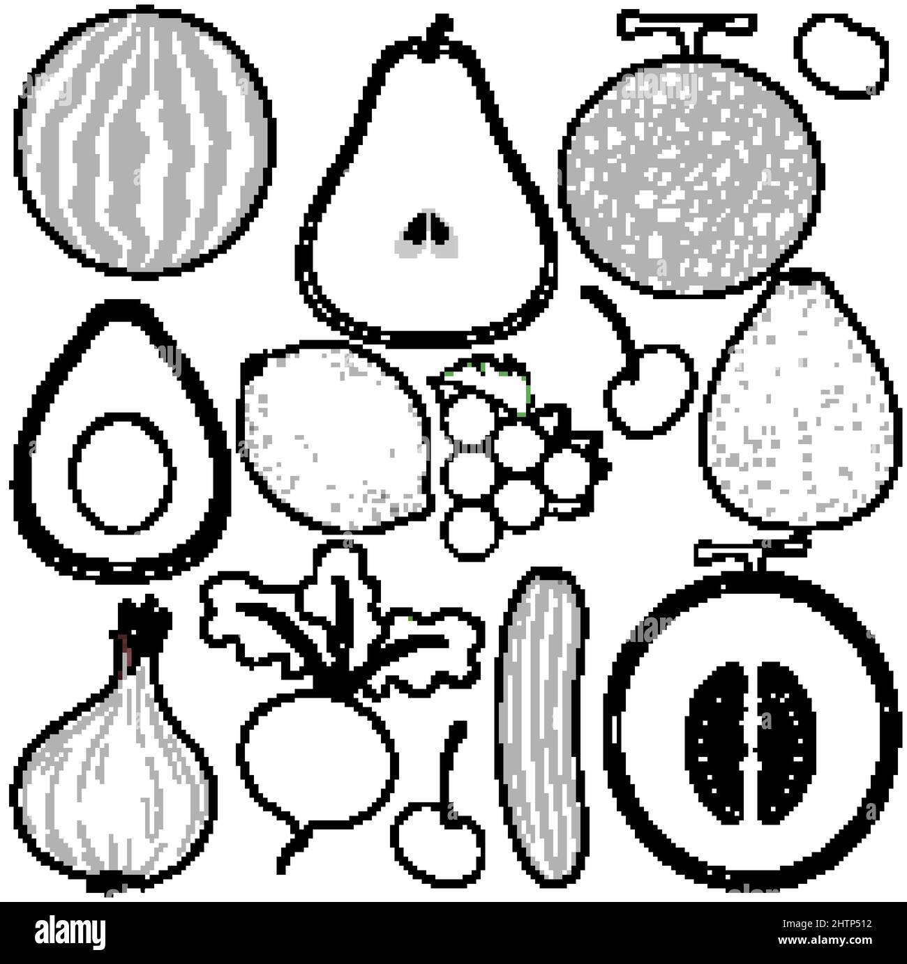 fruits andvegetables doodle outline illustration Stock Vector Image ...