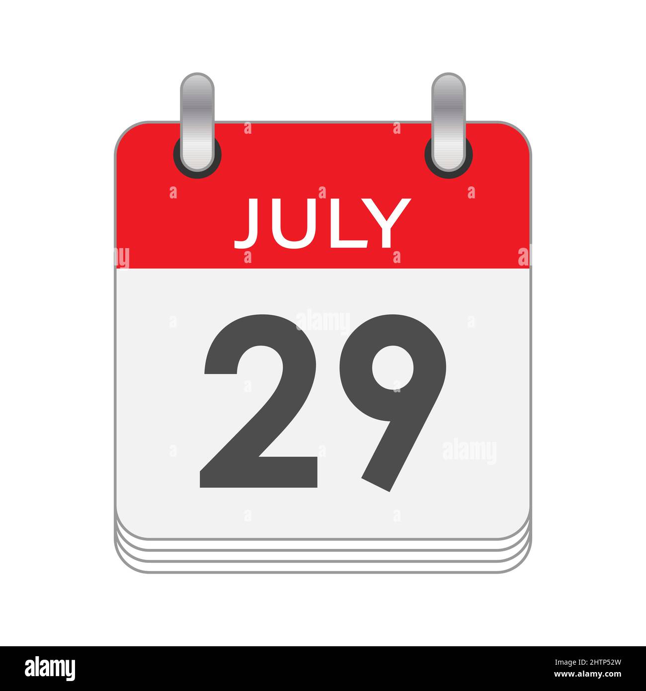 JULY 29. A leaf of the flip calendar with the date of JULY 29. Flat ...
