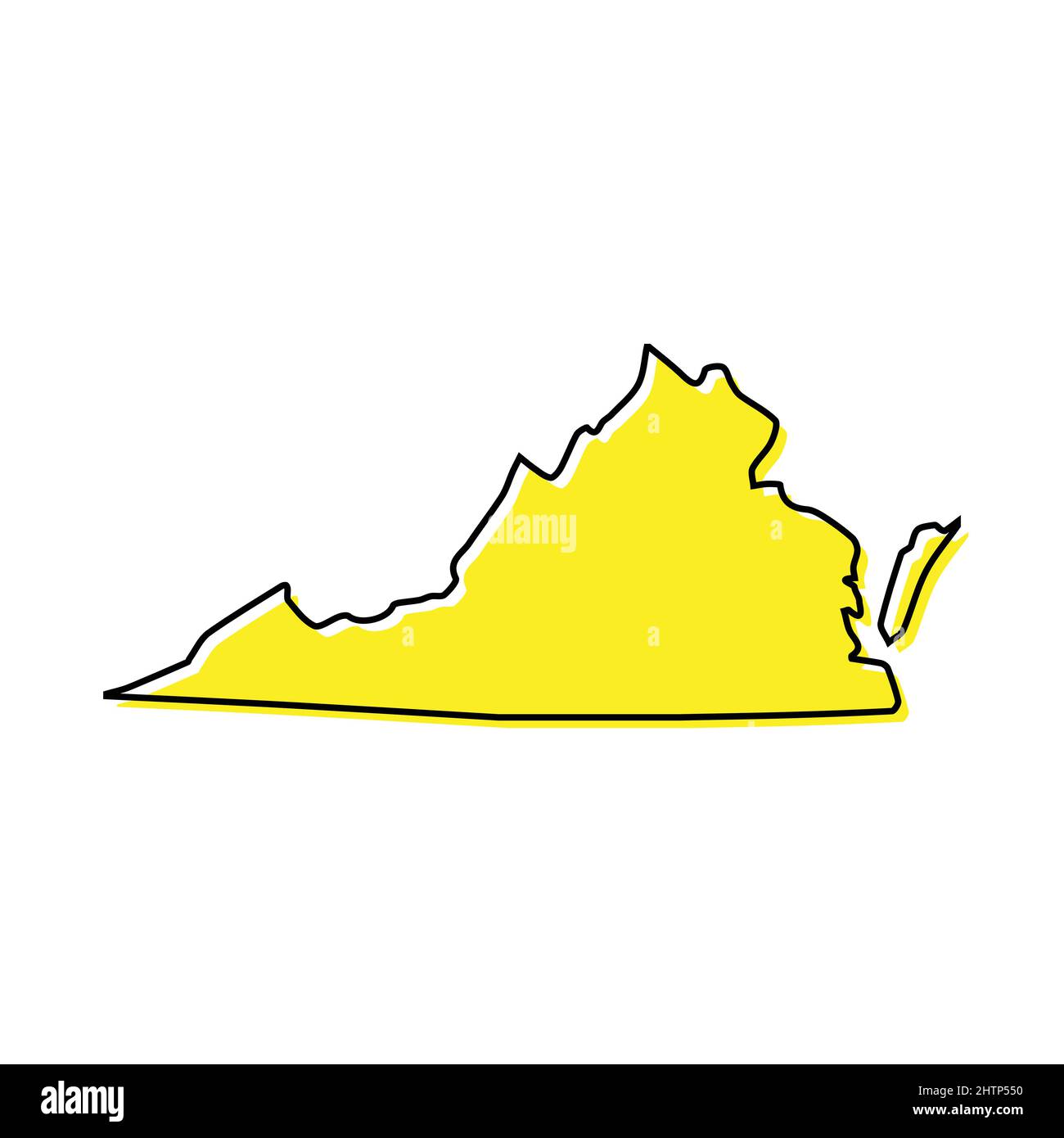 Simple outline map of Virginia is a state of United States. Stylized ...